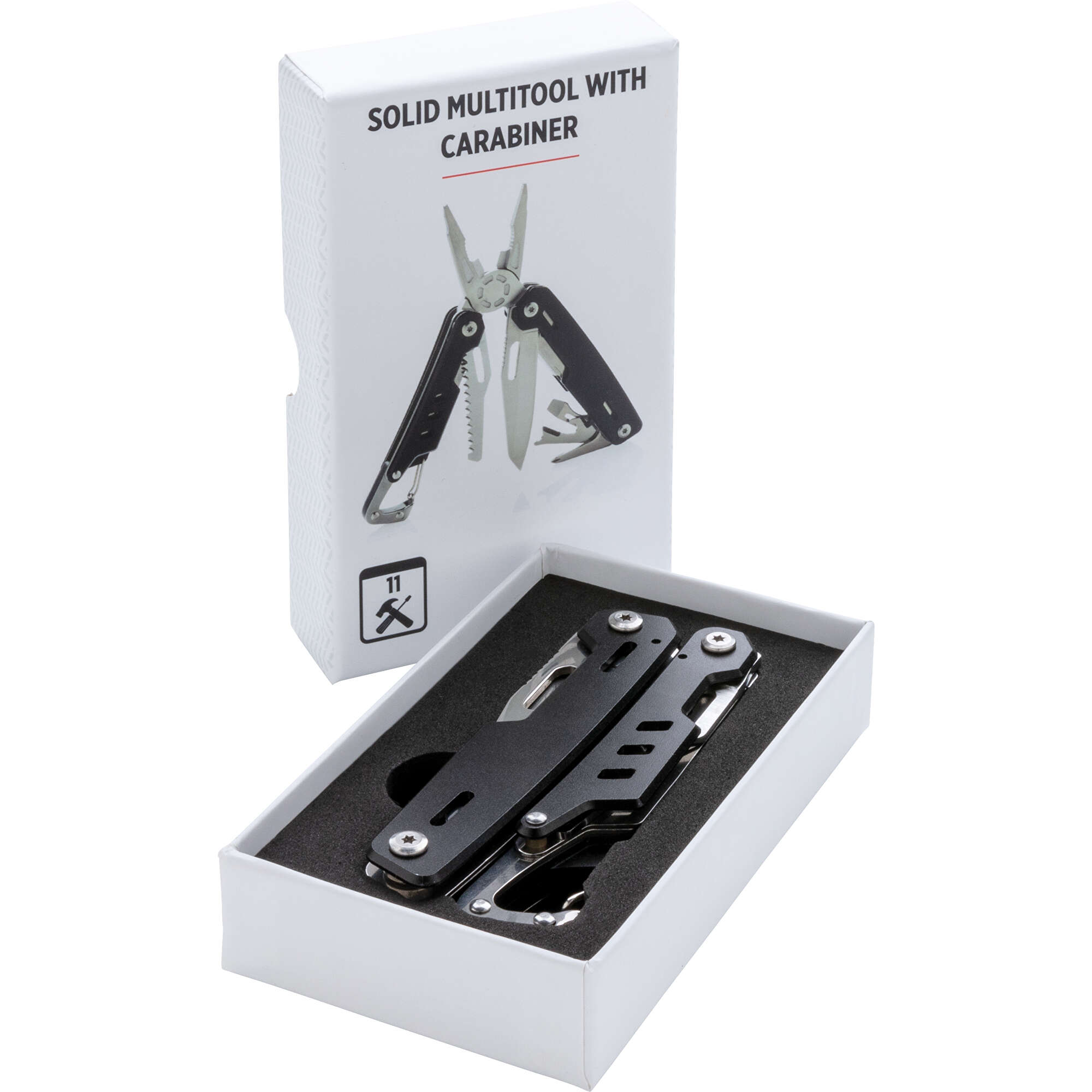Solid Multitool mit Karabiner (schwarz, Aluminium,Edelstahl, 225g) als ...