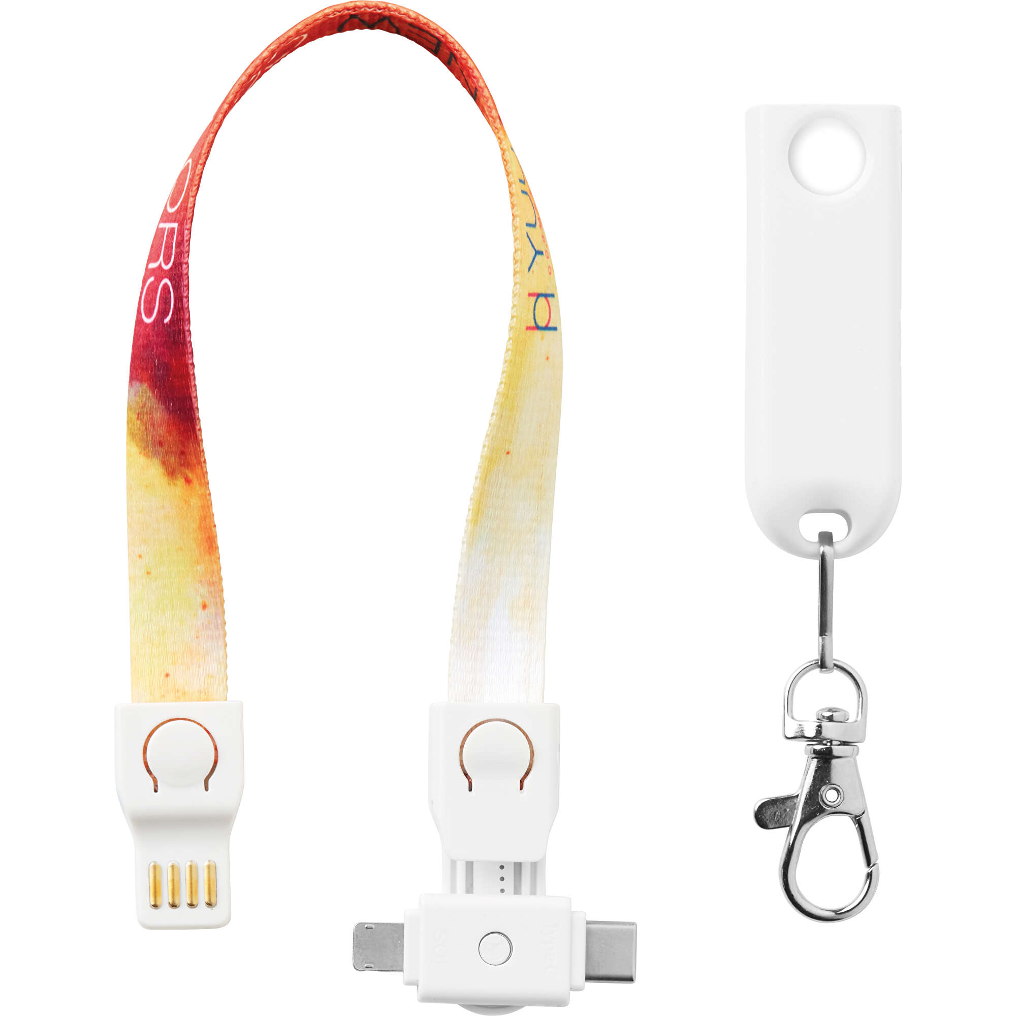 3-in-1 Full Color Lanyard mit Ladekabel (weiß, Polyester, 29g) als ...
