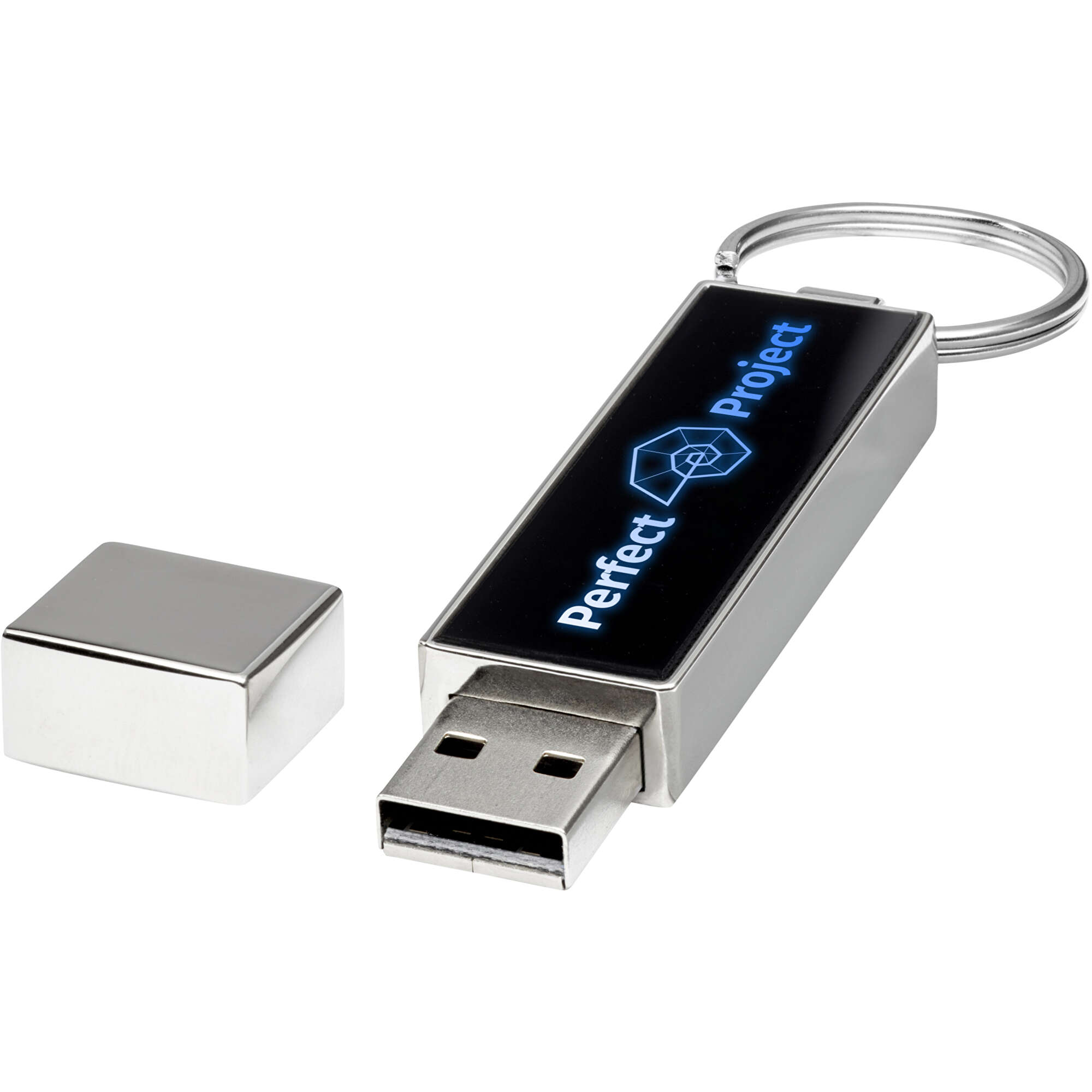 Rechteckiger Light Up USB Stick (65 GB, schwarz / blau, Zink Legierung ...